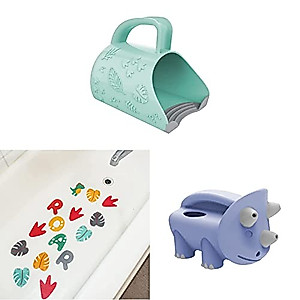 Dr. Brown's CleanUp Dino-Pour Bath Rinse Cup, 0m+ with Sit & Splash Non-Slip Bath Stickers, 15 Count, Dino Design, and Pour & Roar Watering Can, 6m+, BPA Free, Certified Plastic Neutral