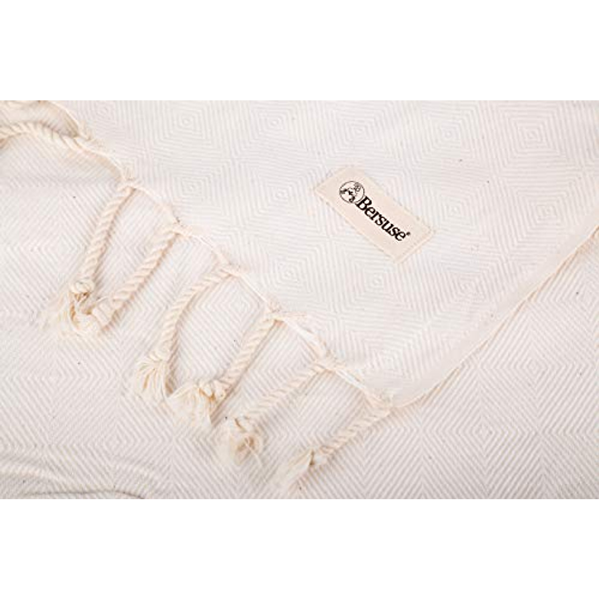 Bersuse 100% Cotton Milas XL Throw Blanket Turkish Towel - 60x90 Inches, White