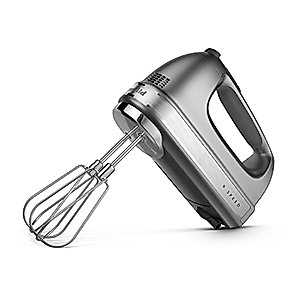 KitchenAid 9-Speed Digital Hand Mixer with Turbo Beater II Accessories and Pro Whisk - Contour Silver