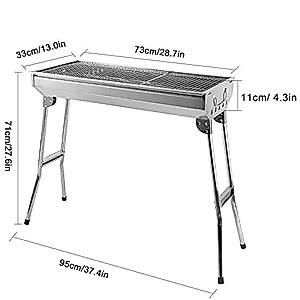 Uten Portable Charcoal Grill, Stainless Steel Folding BBQ Grill and Smoker, Barbecue Grill for Outdoor Cooking Camping Hiking Picnics Garden Beach Party BBQ Tools (Large)