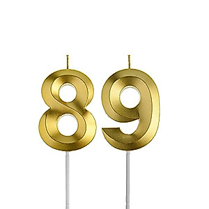 Gold 89th & 98th Birthday Candles,Gold Number 89 98 Cake Topper for Birthday Decorations Party Decoration