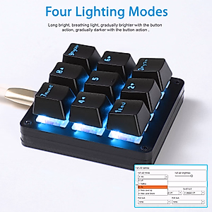 Koolertron Mechanical Numpad Macro Keyboard, 9-Key Numeric Keypad LED Backlit Gaming Keyboard, Fully Programmable Number Pad Keyboard, Computer High Ground Mechanical Macro Number Keypad
