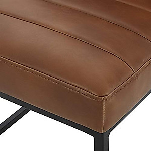 Amazon Brand – Rivet Decatur Modern Faux Leather Dining Chair, Set of 2, 21"W, Tan Brown