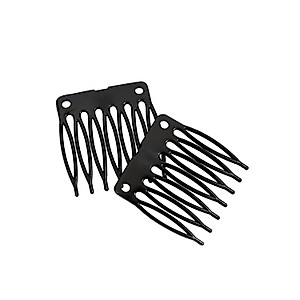 50 PCS Hair Clip Combs for Wigs - 7-Teeth Plastic Combs with Caps, Ideal for Wig Making Accessories (Black)