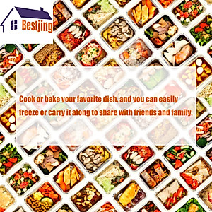 Bestjing 50 Pack Small 8 OZ/230ML Capacity Disposable Takeout Foil Pans with Clear Plastic Lids - Aluminum Foil Food Containers with Strong Seal for Catering Party Meal Prep Freezer BBQ Potluck