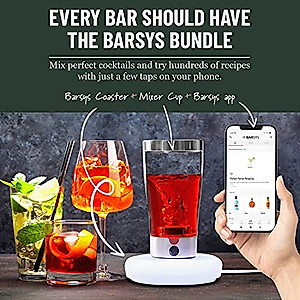 Barsys Smart Coaster Cocktail Machine - Automated Cocktail Maker for a Home Bar - Barsys Coaster + APP for at Home Cocktails – Simple Design, Easy to Clean (Coaster + Cocktail Mixer Cup)