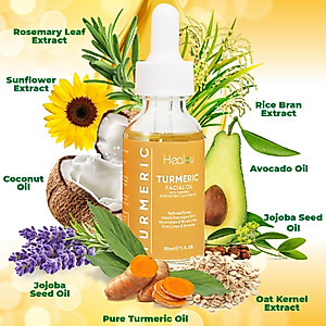 Turmeric Serum for Face & Body - All Natural Turmeric Skin Brightening Serum for Dark Spots - Turmeric Facial Repair Serum Cleanses Skin, Fights Acne, Evens Tone, Minimizes Pores - Pure Turmeric Oil