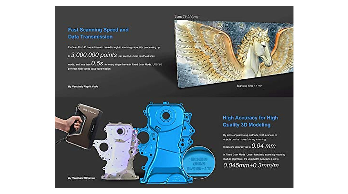 EinScan Pro HD Handheld 3D Scanner with Industrial Pack, Color Pack ...