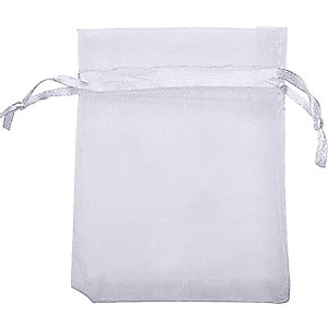 Mudder Organza Gift Bags Wedding Favour Bags Jewelry Pouches, Pack of 100 (2.8 x 3.5 Inch, White)