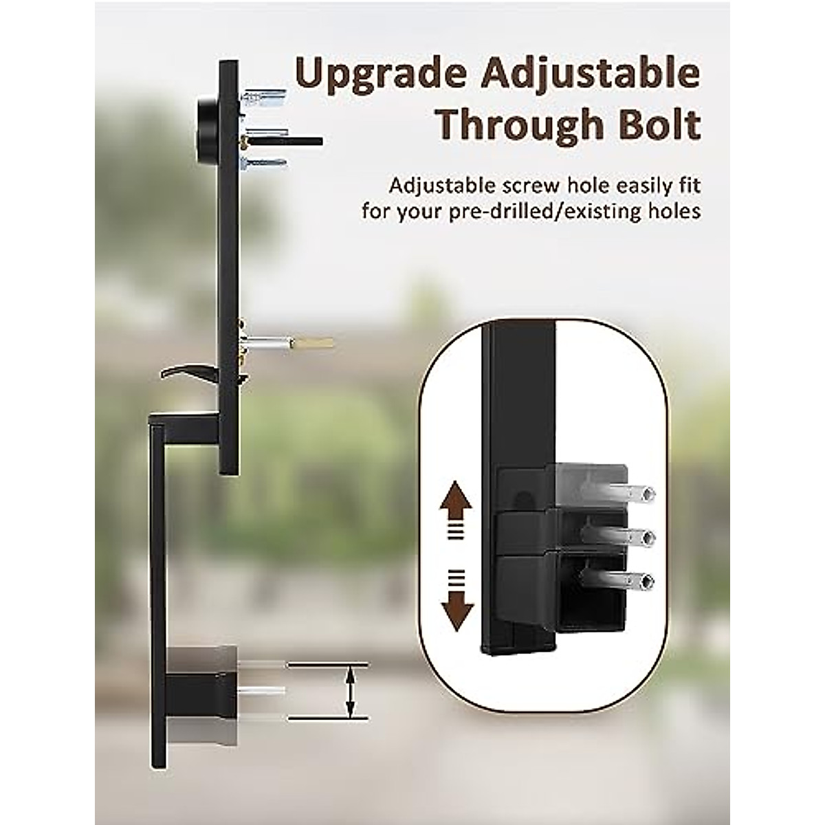 Tinewa Smart Entry Door Lock Set, Electronic Full Escutcheon Door Handle, Digital Keypad Deadbolt with App, Heavy Duty Black Front Door Handle with Single Cylinder Deadbolt, Auto Locking