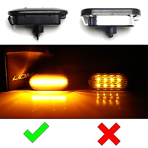 iJDMTOY Smoked Lens Amber Full LED Front Side Marker Light Kit Compatible With Volkswagen MK4 Jetta GTI R32 Beetle etc., Powered by 15-SMD LED, Replace OEM Sidemarker Lamps