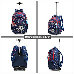 MOHCO Rolling Backpack 18 inch with Lunch Bag and Pencil Case Wheeled School Backpack for Boys and Girls (Love)