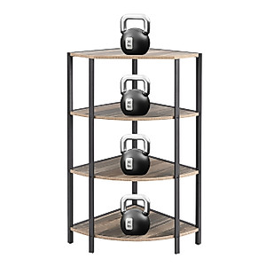4-Tier Corner Open Shelf,Bookcase Freestanding Shelving Unit,Plant Stand Small Bookshelf for Living Room, Home Office, Kitchen, Small Space