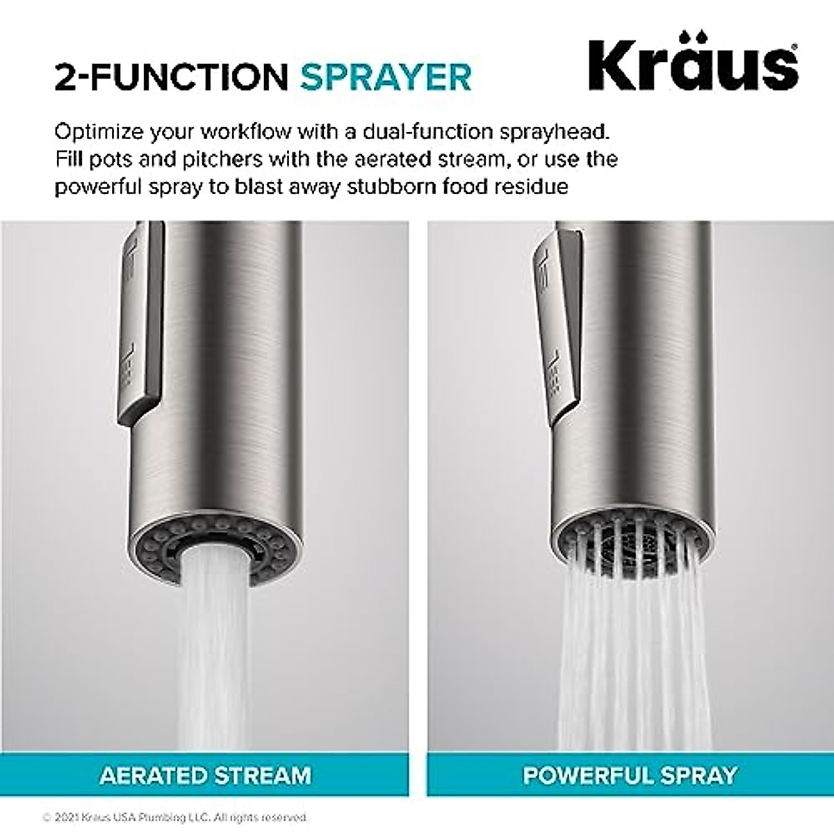 KRAUS Oletto Pull-Down Single Handle Kitchen Faucet with QuickDock Top Mount Installation Assembly in Spot Free Antique Champagne Bronze, 15 1/8 Inch, KPF-2620SFACB