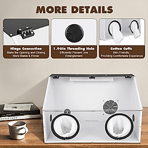 Electric Grinding Table Polisher Fully Enclosed Dust Box 110V Grinding Box Acrylic Dust Cover 4mm Plexiglass Board with Led Light and Blower for Polishing Machine (2 Holes) (US Stock)