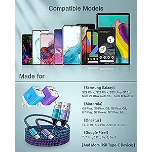 Android Charger for Samsung Galaxy S23 S22 Ultra S21+ S21 S20 Fe 5g S10 A12 A02s A03s A53 5g Note 20, Google Pixel 7 Pro 6 6a 5 5a USB C Charger Block +6 Ft long USB to USBC Cable Fast Charging Type C