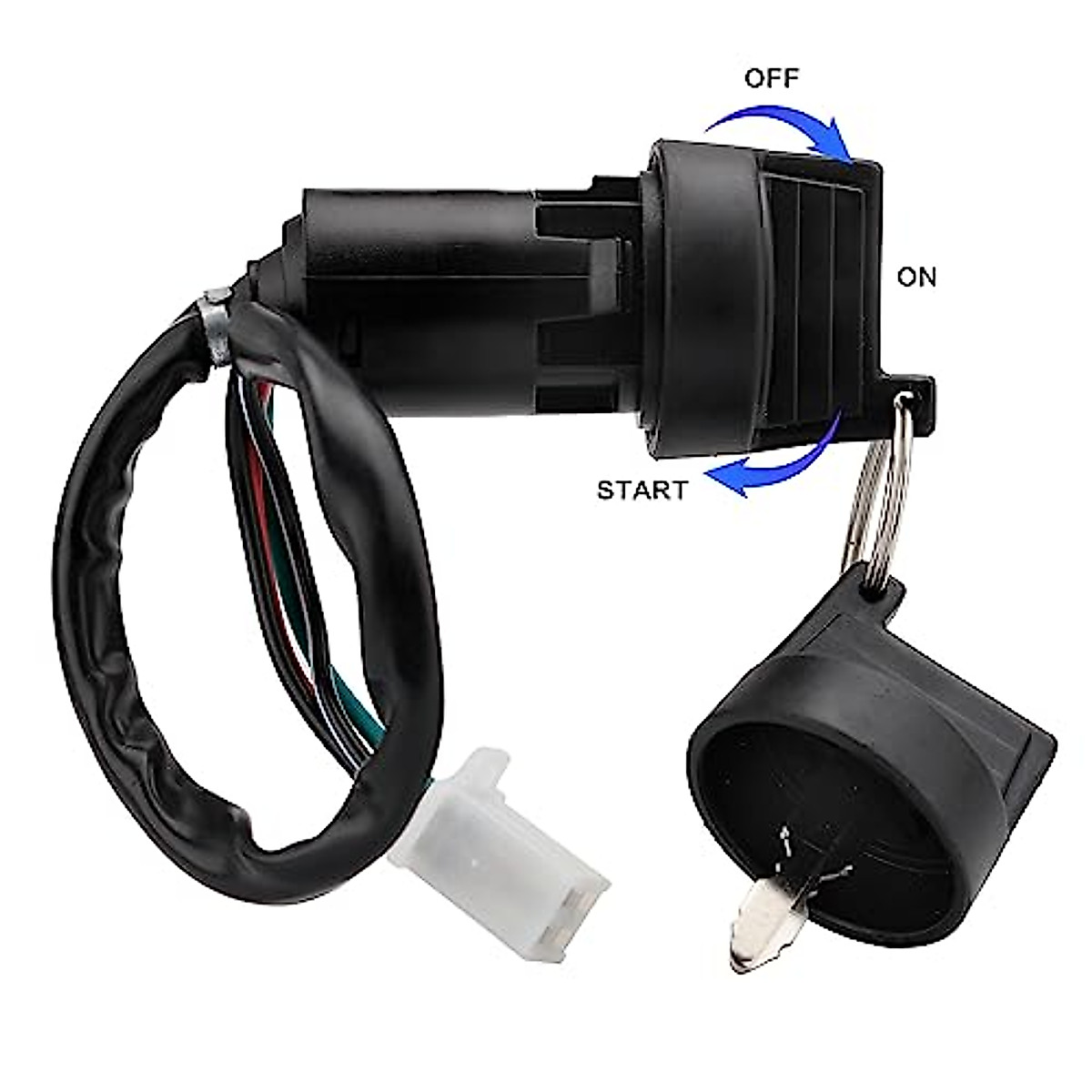 Smotrcc 4 Pin Ignition Key Switch Set with Cap Repalacement for Chinese Made 4 Wire 50cc 70cc 90cc 110cc 125cc 150cc 200cc 250cc Dune Buggy Go Kart ATV 4 Wheeler