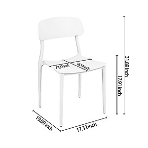 CangLong Slat Back PP Plastic Dining Chairs, Set of 2, White