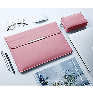 KALIDI 13.3-14 inch Laptop Stand Sleeve Case Faux Suede Leather for 13.3 13.5 13.6 14 inches MacBook Air Pro Retina 13"-14" Surface Pro with Pouch