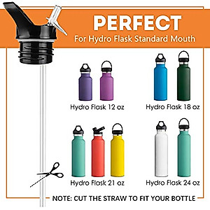 2PC Straw Lids for Hydro Flask Standard Mouth 12, 18, 21, 24 oz & Simple Modern Ascent 12-64oz Bottles BPA-free Leakproof Replacement Lids Water Bottle Accessories
