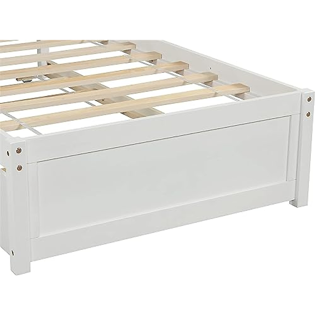 Harper & Bright Designs Twin Bed Frame with Trundle, Twin Bed Frame with Headboard, Wood Twin Platform Bed with Pull Out Trundle for Kids, Guest Room,No Box Spring Needed,White