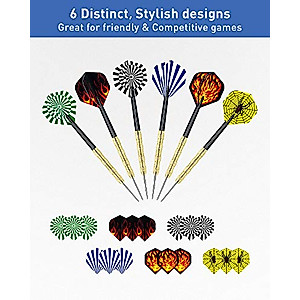 CIKKUE Steel Tip Darts, 18 Pack Premium Professional Dartboard Darts Metal Tip Set with 4 Extra Flights Flight Protectors Tools Men Gift