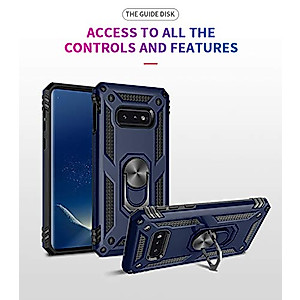 S10e Phone Case Military Grade Heavy Duty Armor Rugged Dual Layer Full Body Shockproof Screen Camera Protection Built-in Ring Kickstand Magnetic S10e 5.8" Phone Hard Back Cover for Men Women Blue