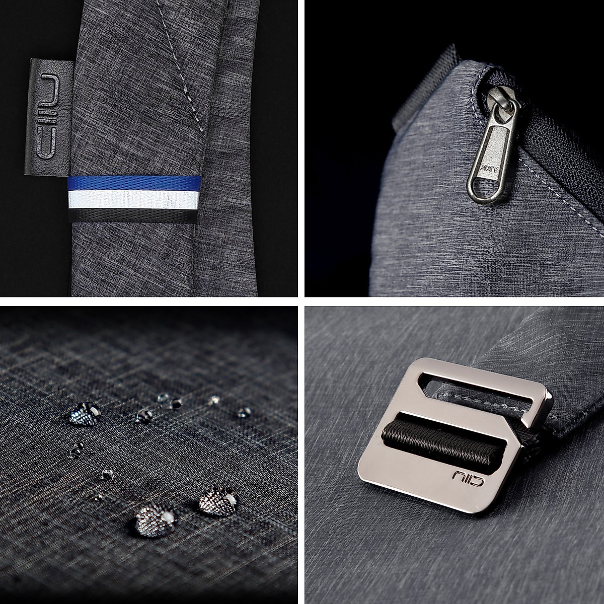 NIID FINO Sling Shoulder Crossbody Bag Classic Chest Bag Slim Backpack Multipurpose Daypack Cycling Walking Hiking Trip Fits Up to 7.9 inch iPad Mini (Gray Right Hand), 7.9".