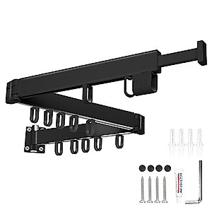 WTASUP Clothing Drying Rack, Retractable Laundry Space Saver Wall Mounted, Collapsible(Tri-Fold) Rack Clothing (Black)