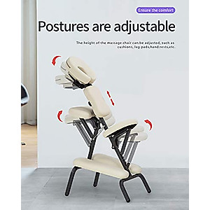 PayLessHere Massage Chair Portable Tattoo Chair Folding Height Adjustable 2 Inch Thick Sponge Light Weight Therapy Chairs Carring Bag Face Cradle Travel Spa Chairs,Cream