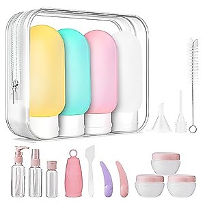 CCTIVED Travel Size Bottles for Toiletries, 19 Pack TSA Approved Travel Bottles for Women, Leak Proof Refillable Travel Containers Toiletery Kit for Shampoo Conditioner Lotion
