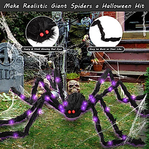 Anerbili 2Pack Halloween Decoration Spider 60 Inch Light Up Giant Big Spider for Indoor Outdoor Halloween Decoration Garden Home Haunted House Decoration