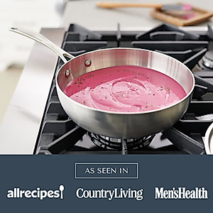 American Kitchen - 3 Quart Stainless Steel Saucier, 10 inch Easy-Stir Chef's Pan, with Cover, Made In America