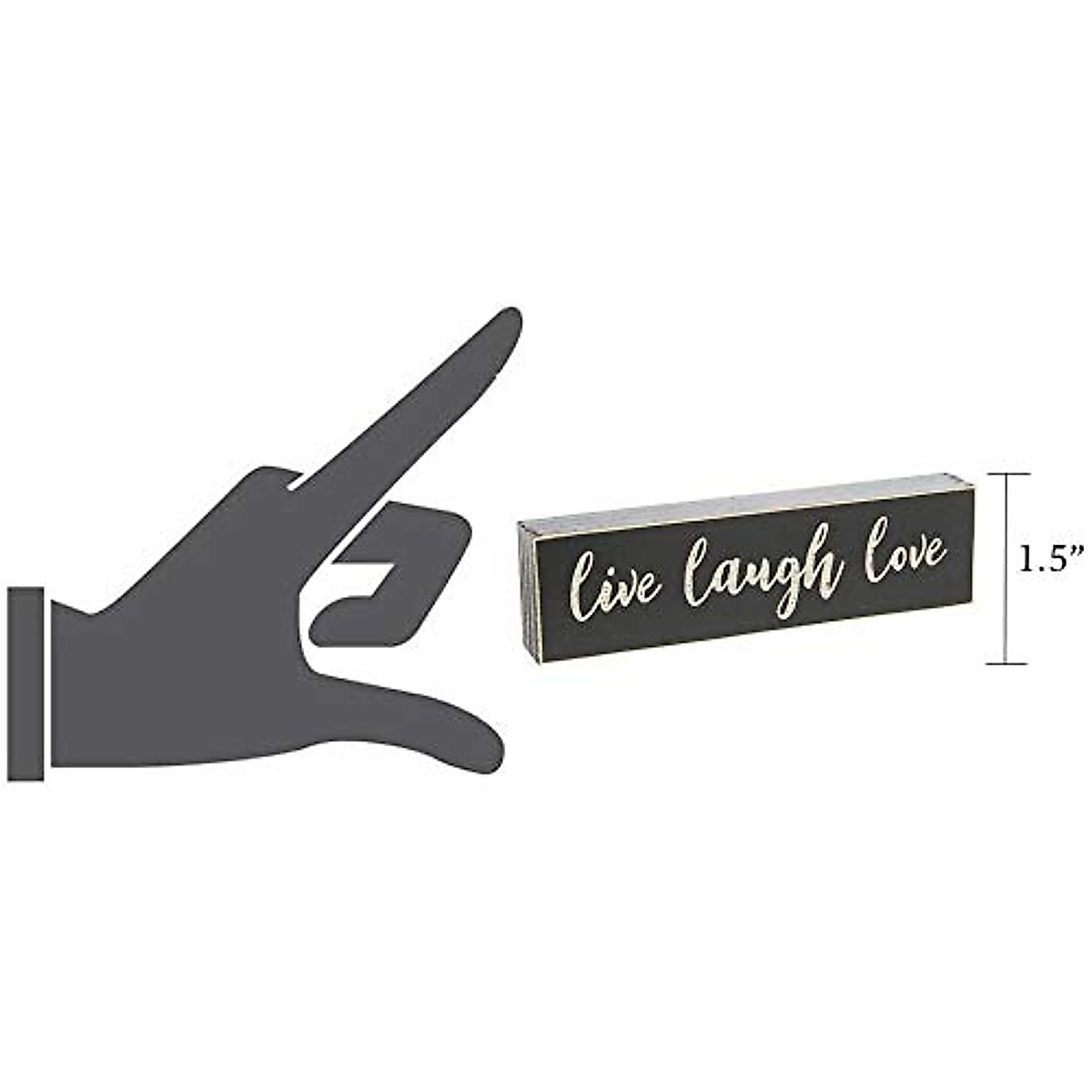 Poor Boy 5.5" x 1.5" Live-Laugh-Love Wood Block Sign (Black)