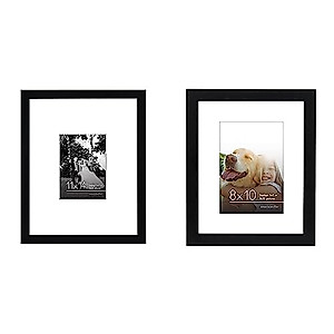 Americanflat 11x14 Picture Frame in Black - Use as 5x7 Frame with Mat or 11x14 Frame Without Mat & 8x10 Picture Frame in Black - Displays 5x7 with Mat and 8x10 Without Mat - Engineered