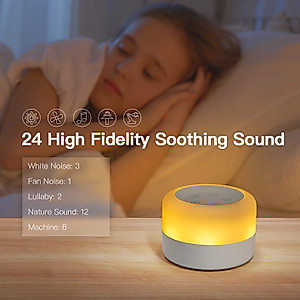 White Noise Machine with Baby Night Light for Sleeping,24 Soothing Sleep Sounds for Nursery,8 color & timer,Sound Machine Newborn Necessities,Sleep Therapy for Adults