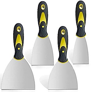 4 Pack Putty Knife Scraper, 2" 3" 4" 5" Putty Knife Set, Stainless Steel Putty Knife Scraper, Wallpaper Scraper Paint Scraper Tool for Spreading Drywall Spackle & Mud, Taping, Scraping Paint