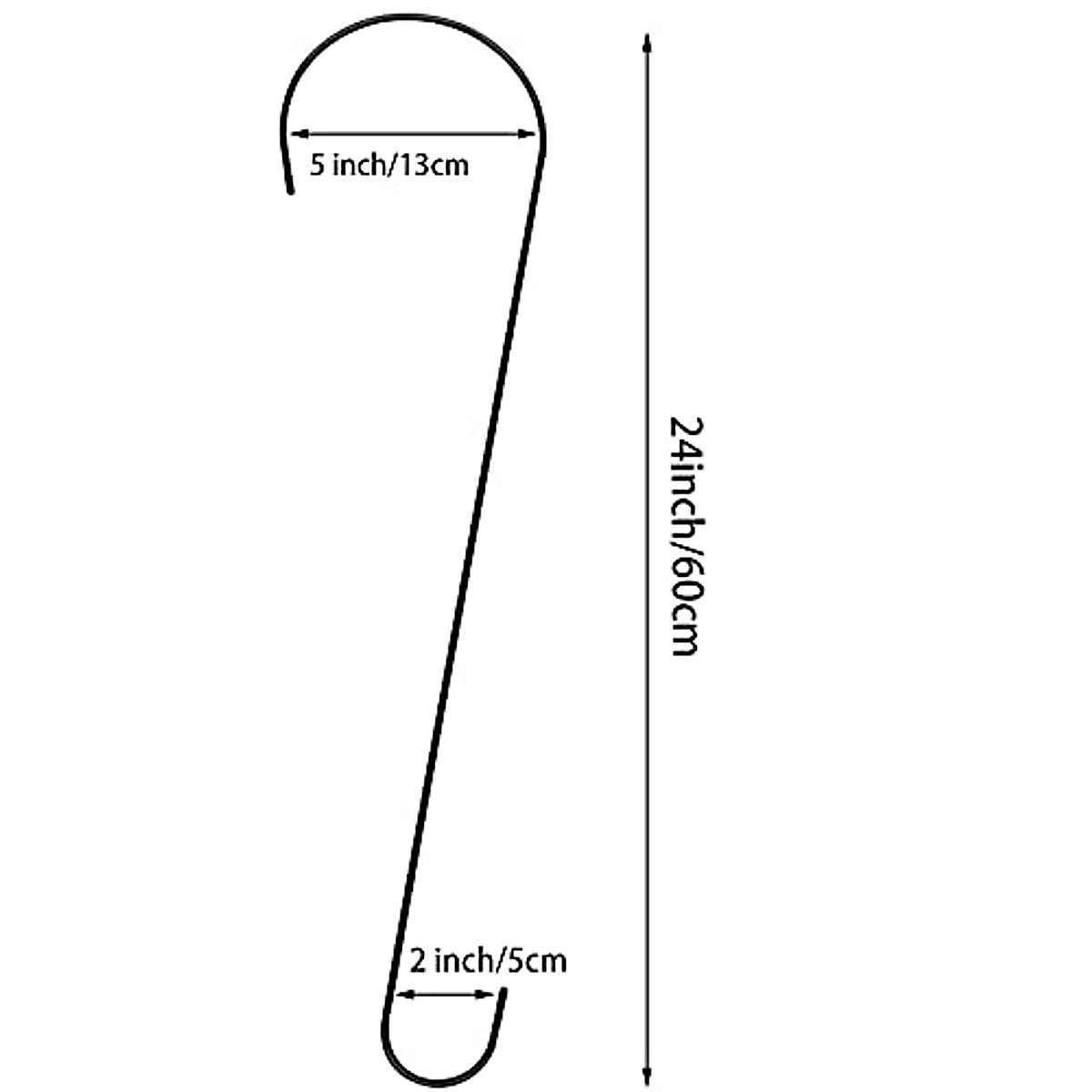 DINGEE 24 Inch Large Tree Branch Hooks, 6 Pack Extra Long Metal Black S Hooks for Hanging Plants, Garden Hooks for Hanging Bird Feeders,Plant Hooks Outdoor Hanging Basket-Outdoor or Indoor Use