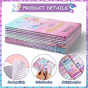 24 Pcs Mermaid Pen and Notebook 5 Inches 12 Cute Mermaid Scale Notepads 12 Mermaid Black Pen for Mermaid Birthday Decorations, Kids Girls School Supplies, Sea Ocean Themed Party Gifts (Elegant)