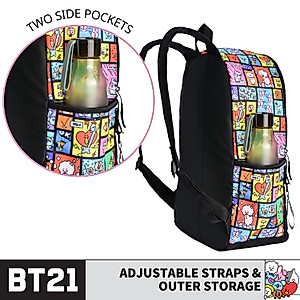 Concept One BT21 LINE FRIENDS 12 Inch Sleeve Laptop Backpack, Padded Computer School Bag, Multi, One Size