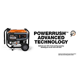 Generac 7681 GP6500 6,500-Watt Gas-Powered Portable Generator - PowerRush Technology for Increased Starting Capacity - Reliable and Durable - Easy Transport and Maintenance - Includes Cord