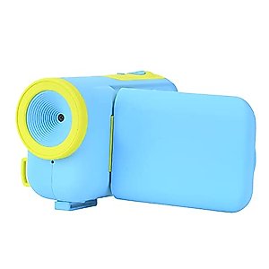 PUSOKEI Mini Kids Digital Camera 1.7inch Full Color Display Up to 32GB Child Video Camera with Cartoon Stickers for Children Birthday Gift(Blue)