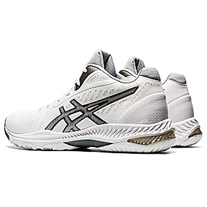 ASICS Women's Netburner Ballistic FlyteFoam Mid Top 2 Volleyball Shoes, 12, White/Black