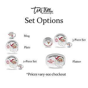Christmas Personalized Cookies for Santa Plate and Milk Mug Set- Custom Festive Holiday Keepsake - Milk and Cookies