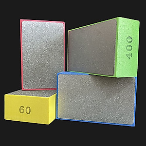4pcs Diamond Hand Polishing Pads Diamond Sanding Block Glass Grinding Pads for Sanding Concrete Glass Stone Granite Marble 60#,100#,200#,400#