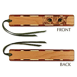 Cat Eyes, Engraved and Colorized Wooden Bookmark with Suede Tassel - Made in USA - Also Available Personalized