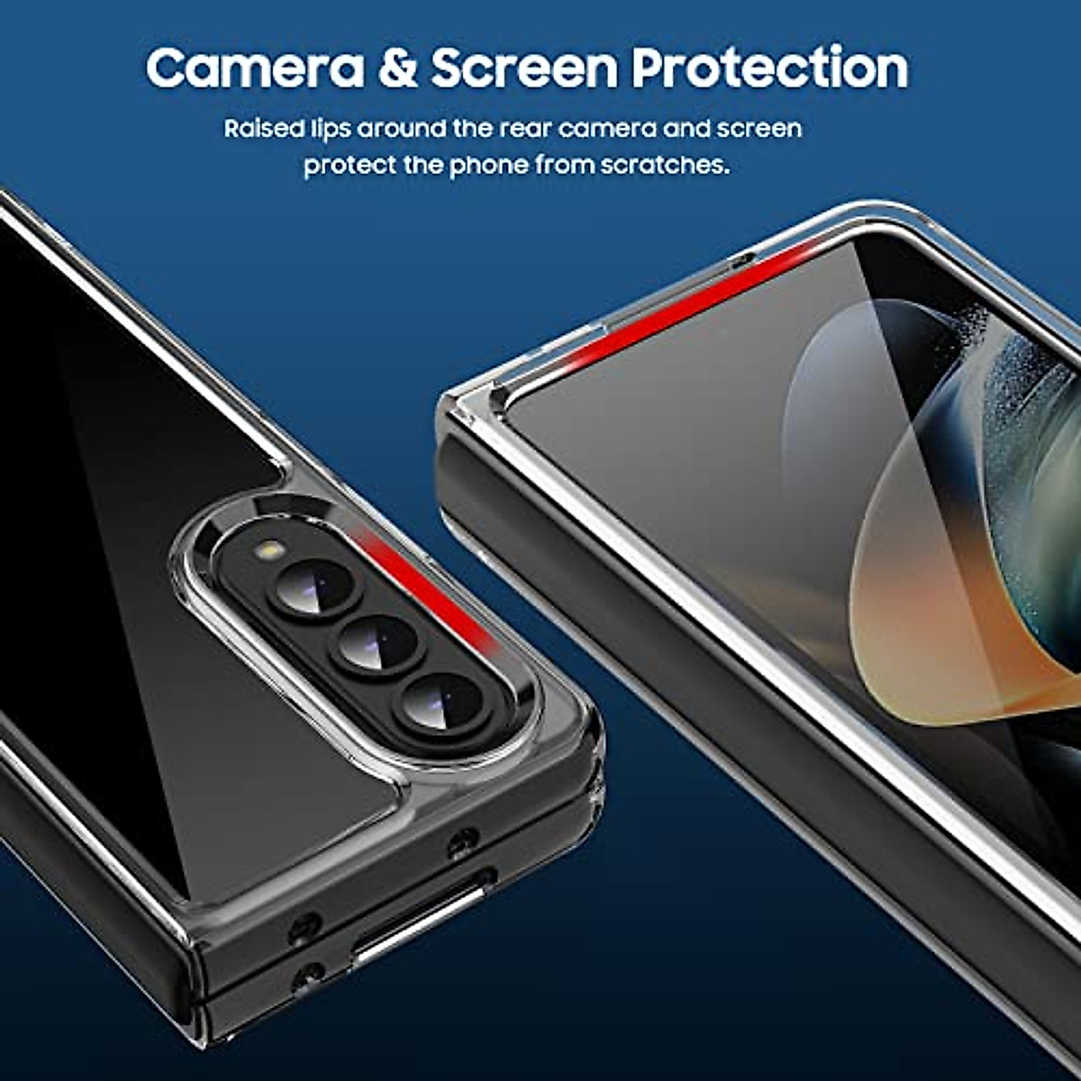 MAKAVO for Samsung Galaxy Z Fold 4 Clear Case, Crystal Flexible Edges & Hard Back Cover, Non-Yellowing Slim Thin Shockproof Phone Case for Samsung Z Fold4 (Pure Clear)