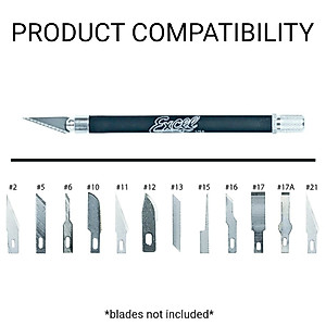 Soft Grip Hobby Knife, Excel Blades K18 with Safety Cap, American Made Light Duty Craft Knife (Black)