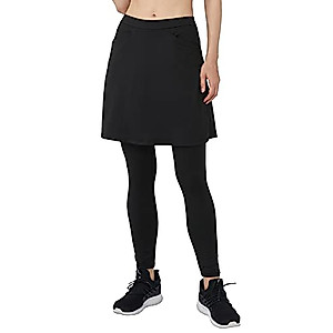 alvon Women Knee Length Skirts with Leggings Modest Skirt with Leggings Golf Skirt with Leggings Athletic Skort with Leggings Black L