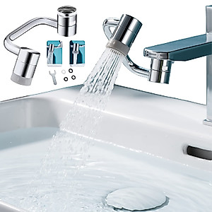 Universal 1080° Rotating Faucet Extender Aerator,2 Packs Solid Brass Universal Splash Filter Faucet,1080 Big Angle Swivel Faucet Aerator Sink Attachment,Dual-Function 2-Flow Sprayer